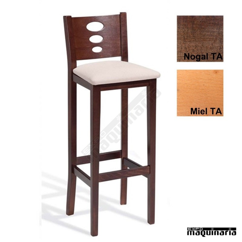 Taburete madera alto con respaldo TA ELISA.